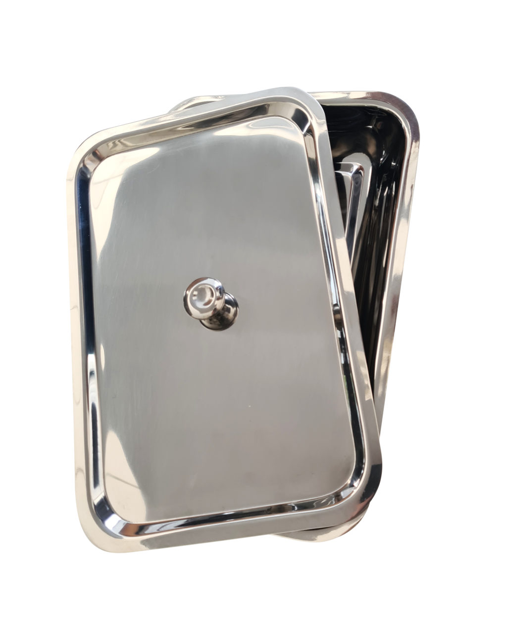 Plateau inox, avec couvercle 280 x 180 x 30 mm - SPENGLER MEDICAL
